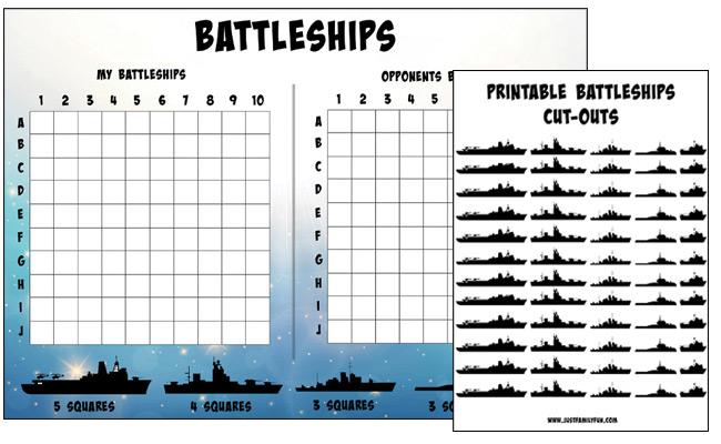 Printable Battleships Game Board Templates | Just Family Fun