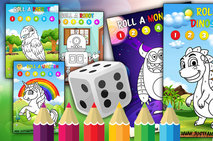 Colouring Dice Games For Kids Printable | Just Family Fun