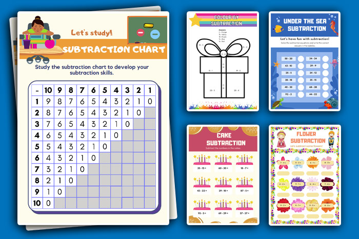 Free, Printable Subtracting Chart And Worksheets | Just Family Fun