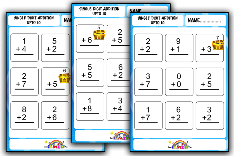 Free, Printable Single Digit Addition Worksheets | Just Family Fun