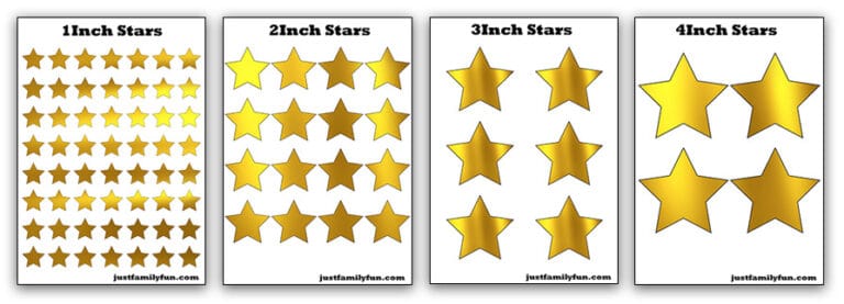 Printable Gold Stars In Different Sizes & Designs | Just Family Fun