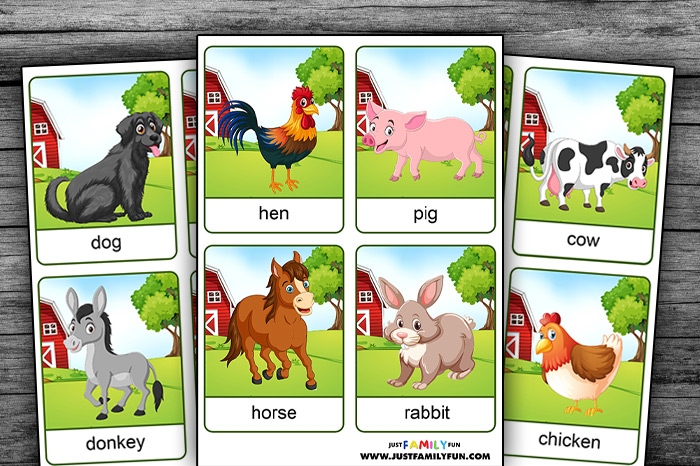 Free Printable Farm Animals Flashcards | Just Family Fun