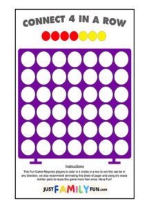 Connect 4 In A Row Printable Game | Just Family Fun