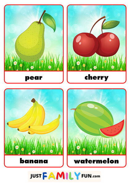 Free Printable Fruit Flashcards For Kids | Just Family Fun