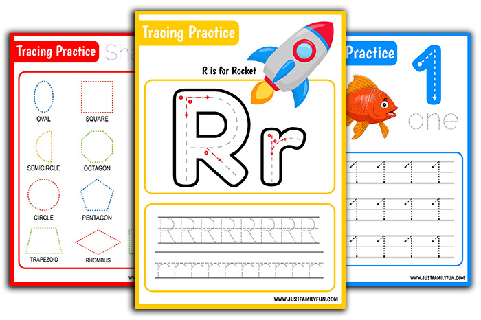 Printable Tracing Worksheet For Preschool Kindergarten Just Family Fun