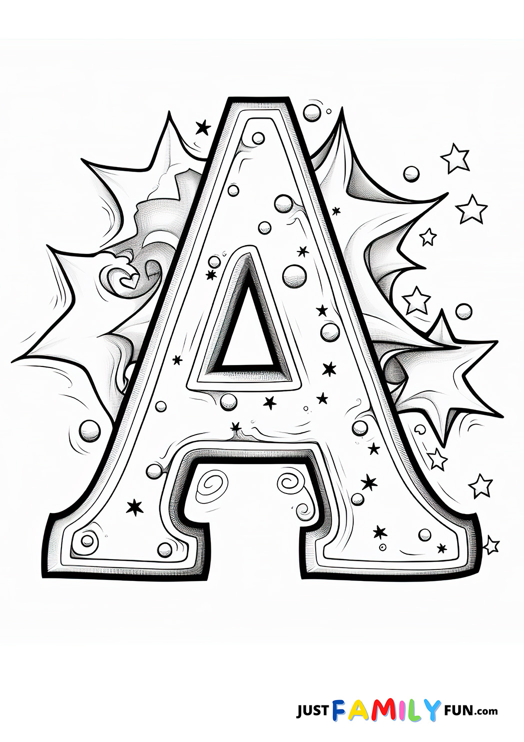 Bubble Letter A Template PDF | Just Family Fun