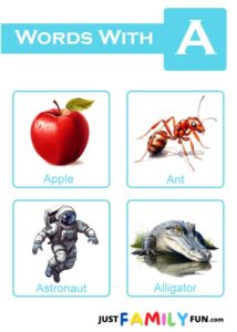 Printable A Words For Early Learners | Just Family Fun