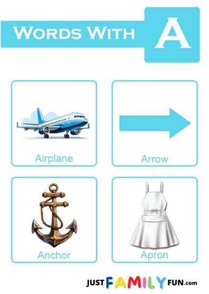 Printable A Words For Early Learners | Just Family Fun