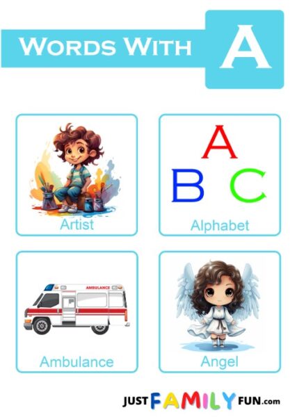 Printable A Words For Early Learners | Just Family Fun