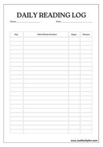 20 Free Reading Log Printable Templates