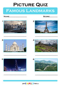 Printable Landmark Picture Quiz