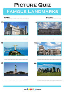 Printable Landmark Picture Quiz