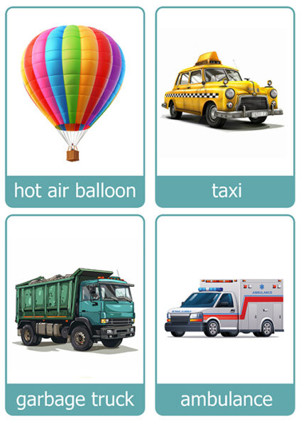 Kids’ Transportation Flashcards Set | Just Family Fun