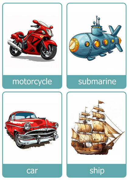 Kids’ Transportation Flashcards Set | Just Family Fun