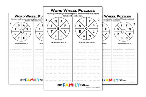 Printable Word Wheel Puzzles For Kids | Just Family Fun
