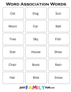 Printable Word Association Activities | Just Family Fun