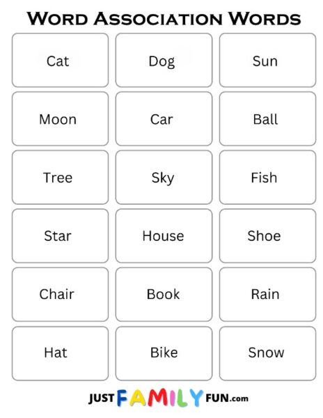 Printable Word Association Activities | Just Family Fun