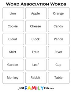 Printable Word Association Activities | Just Family Fun