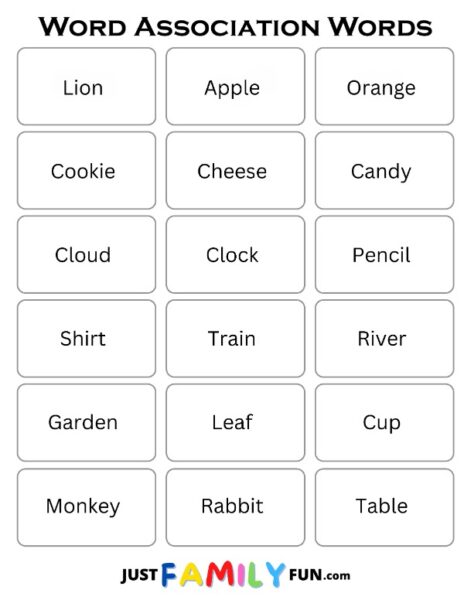 Printable Word Association Activities | Just Family Fun