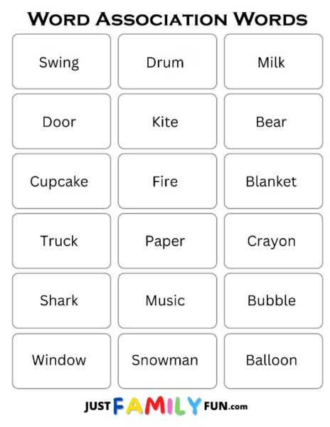 Printable Word Association Activities | Just Family Fun