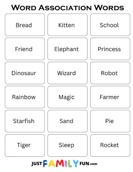Printable Word Association Activities | Just Family Fun