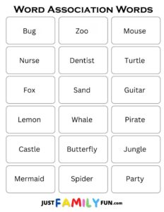 Printable Word Association Activities | Just Family Fun