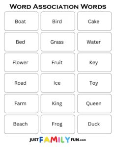 Printable Word Association Activities | Just Family Fun