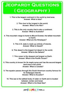Jeopardy Questions With Answers Printable | Just Family Fun