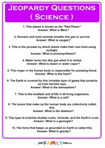 Jeopardy Questions With Answers Printable | Just Family Fun