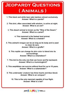 Jeopardy Questions With Answers Printable | Just Family Fun