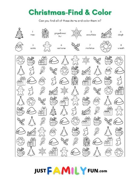 Find And Color Worksheets PDF | Just Family Fun