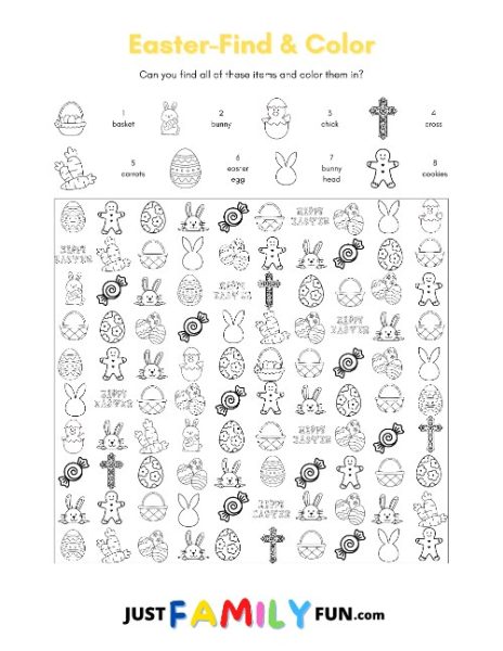 Find And Color Worksheets PDF | Just Family Fun