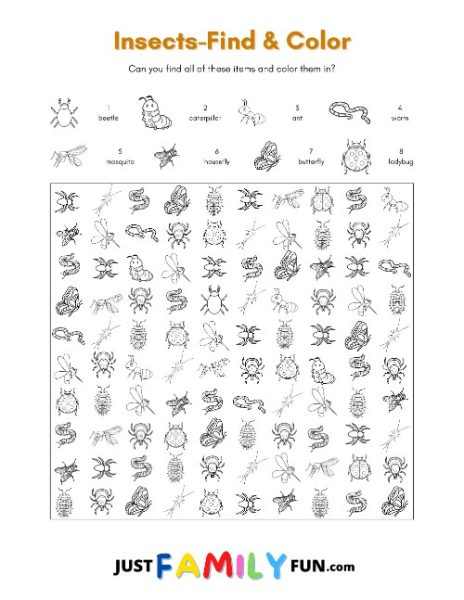 Find And Color Worksheets PDF | Just Family Fun