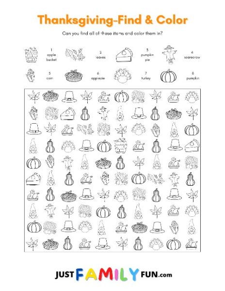 Find And Color Worksheets PDF | Just Family Fun