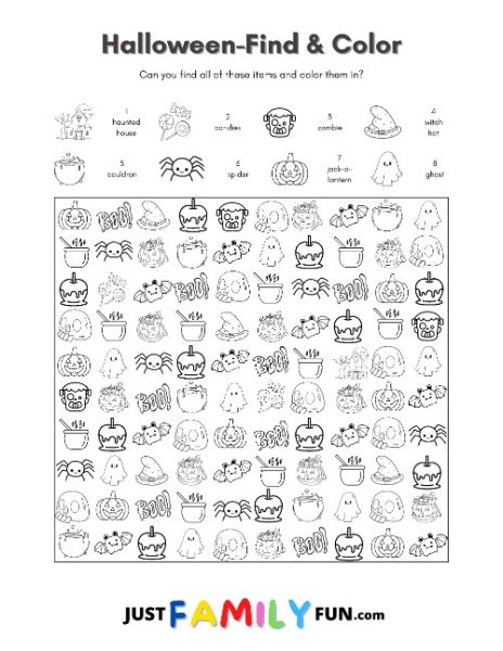 Find And Color Worksheets PDF | Just Family Fun
