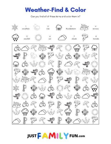 Find And Color Worksheets PDF | Just Family Fun