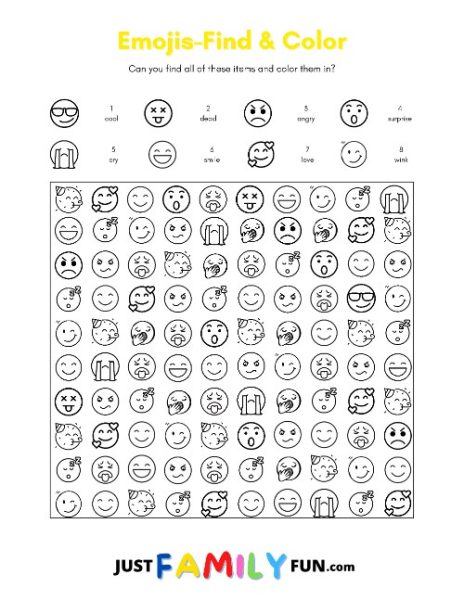 Find And Color Worksheets PDF | Just Family Fun