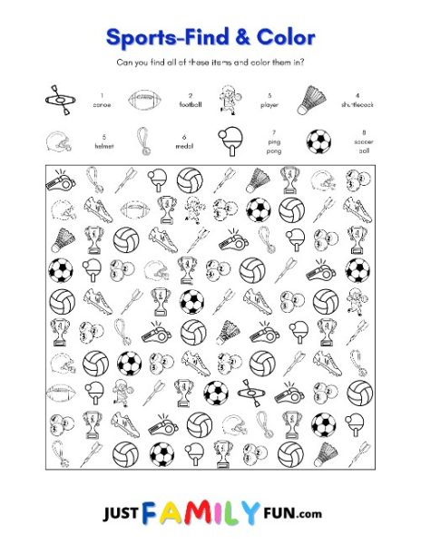 Find And Color Worksheets PDF | Just Family Fun