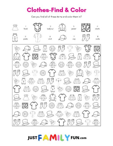 Find And Color Worksheets PDF | Just Family Fun
