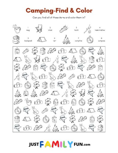 Find And Color Worksheets PDF | Just Family Fun