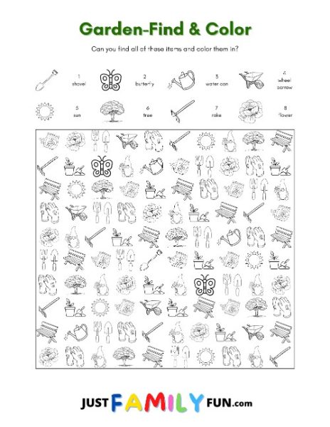 Find And Color Worksheets PDF | Just Family Fun