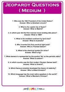 Jeopardy Questions With Answers Printable | Just Family Fun