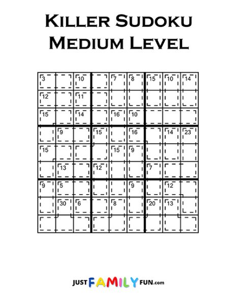 Killer Sudoku Puzzles | Free Printable | Just Family Fun