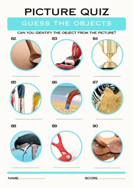 162 Guess The Object Picture Quizzes