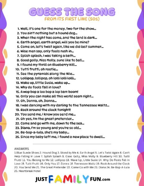 Top 10 Music Lyrics Quiz | Guess The Song | Just Family Fun