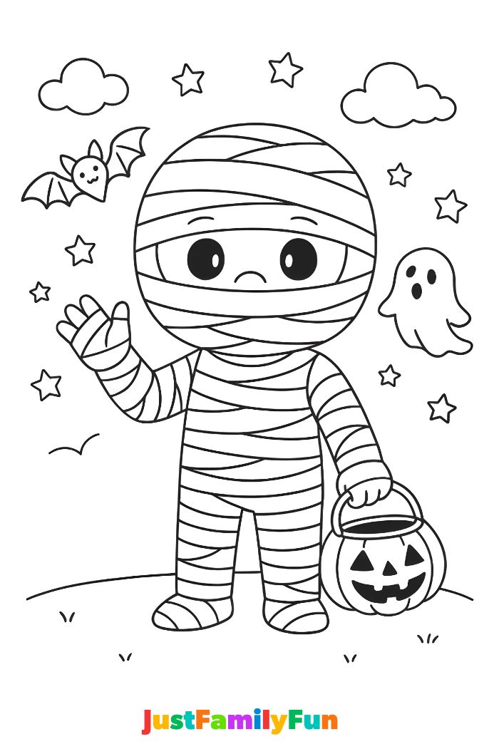 18 Free Cute Halloween Characters Coloring Pages