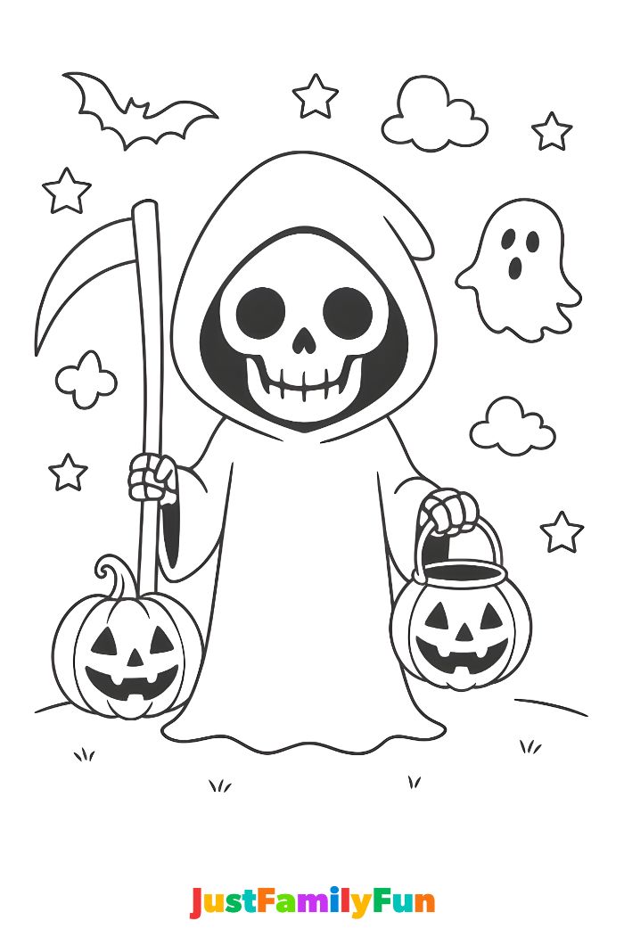 18 Free Cute Halloween Characters Coloring Pages