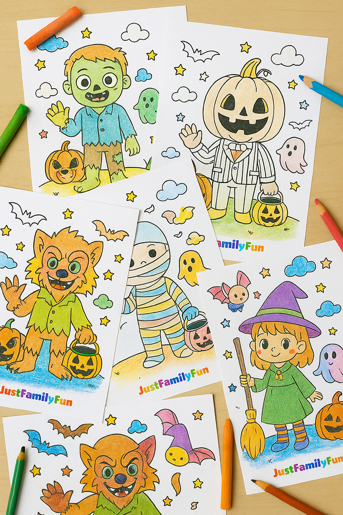 18 Free Cute Halloween Characters Coloring Pages