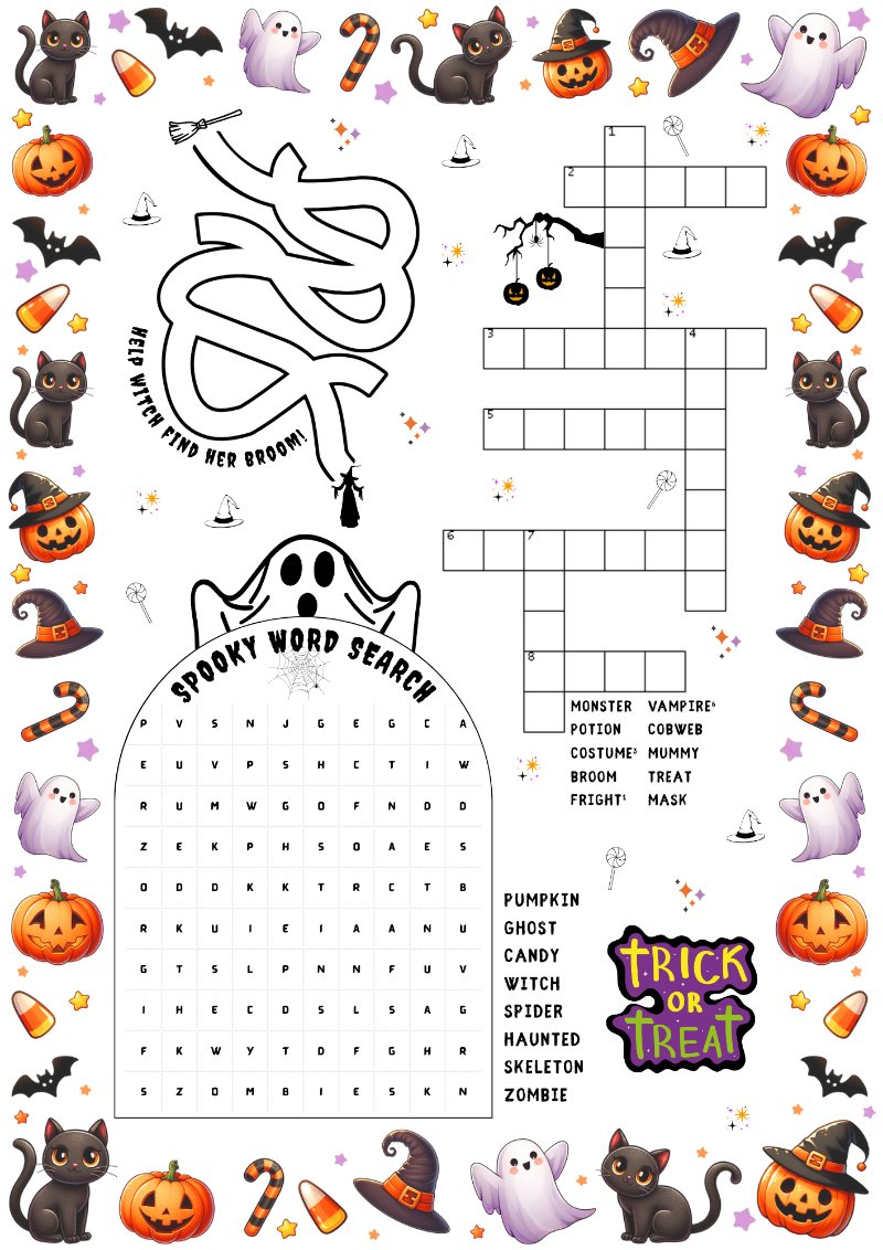10 Printable Halloween Activity Sheets
