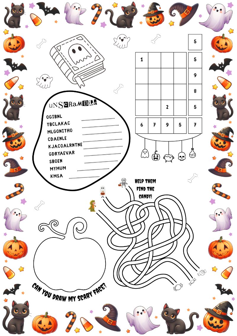 10 Printable Halloween Activity Sheets